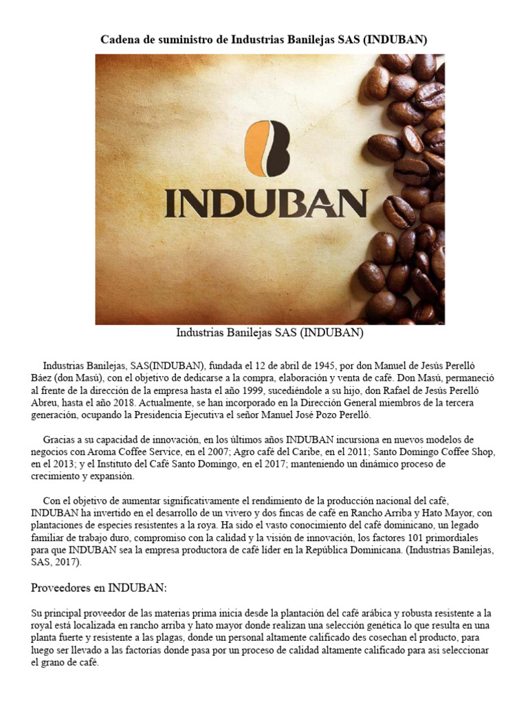 Cadena de Suministro de INDUBAN | PDF | café | República Dominicana