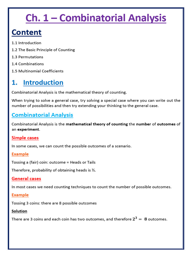 Chapter 1 Combinatorial Analysis 1 Pdf