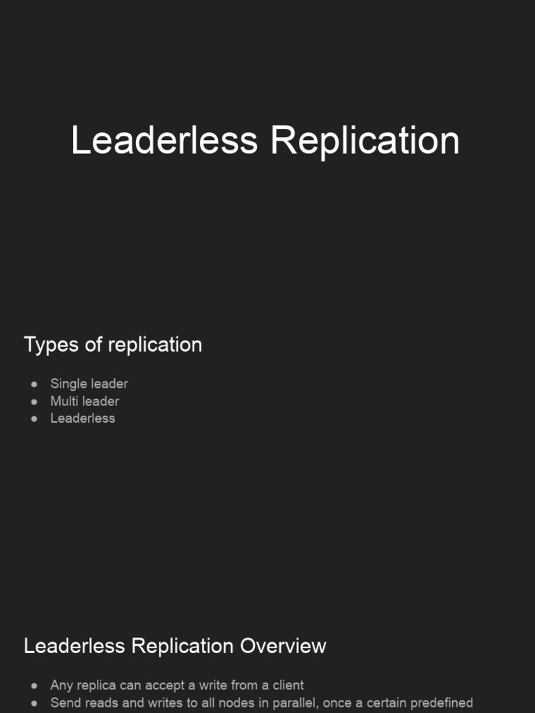 4 - Leaderless Replication | PDF | Replication (Computing) | Databases