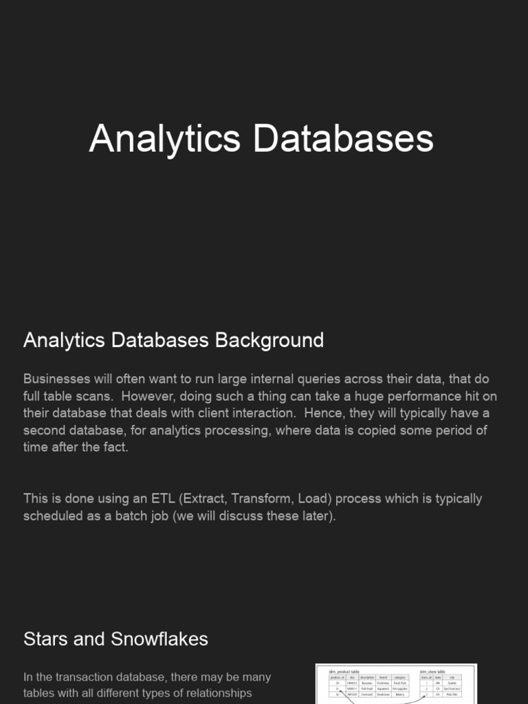 9 - Analytics Databases | PDF | Databases | Data Management Software 9 - Analytics Databases | PDF | Databases | Data Management Software