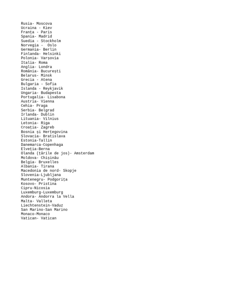 Capitalele Europei | PDF