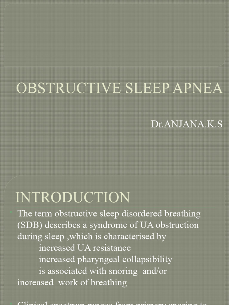 Obstructive Sleep Apnea | PDF