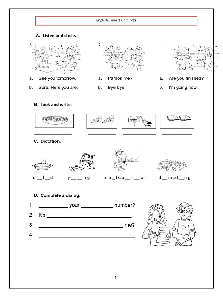English Time 1 Workbook Exercises | PDF