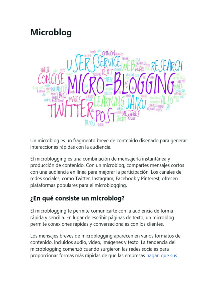 Microblogging: Clave en Redes Sociales | PDF | Ciencias sociales ...