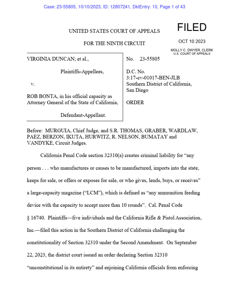 Stay Issued Blocking Preliminary Injunction Against California's ...