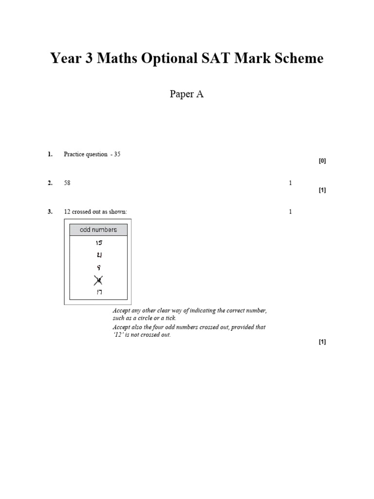 Year 3 2003 Mathematics Test A Level 2 3 Marking | PDF | Mathematics