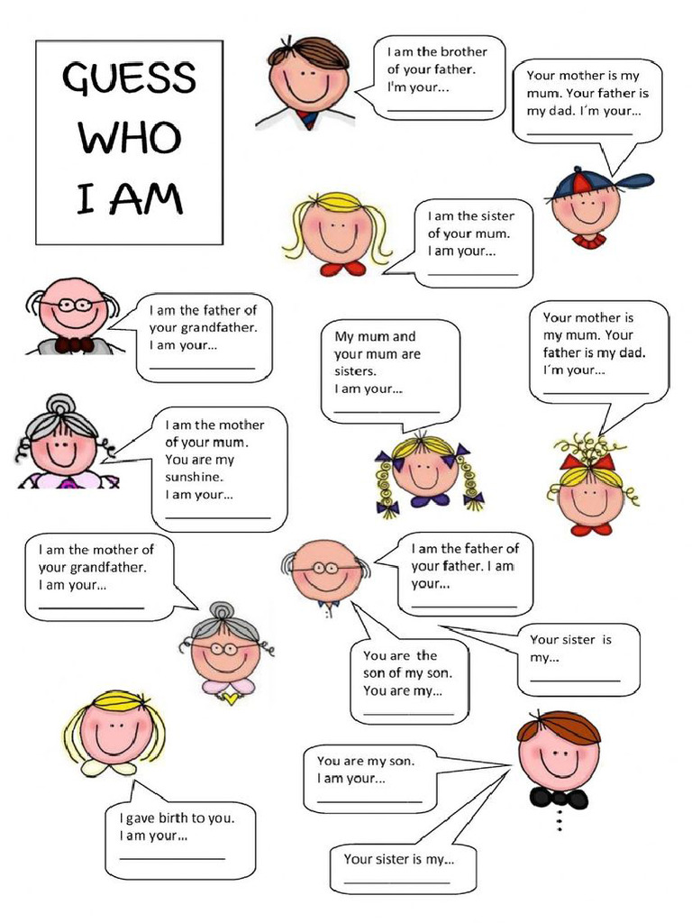 Family Members - Guess Who I Am Worksheet | PDF