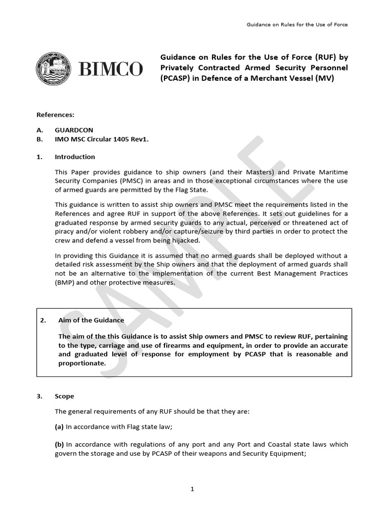 Guidance On Rules For The Use of Force (RUF) by Privately Contracted ...