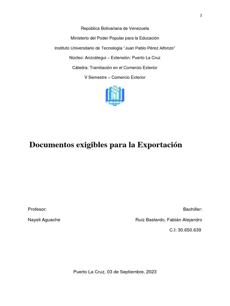 Documentos Exigibles para La Exportación | PDF | aduana | Factura