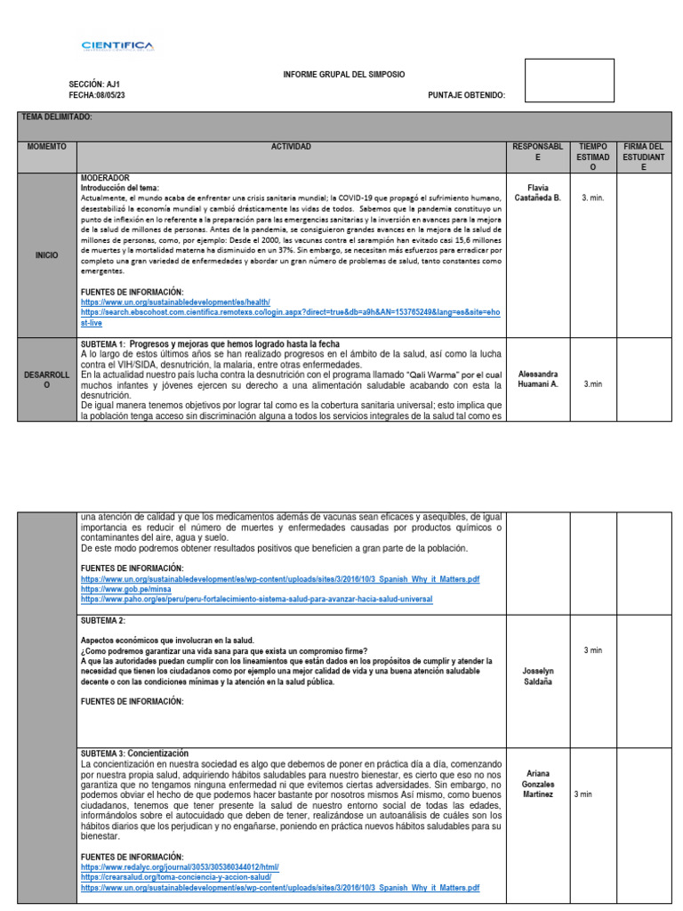 Informe Grupal Del Simposio EP | PDF