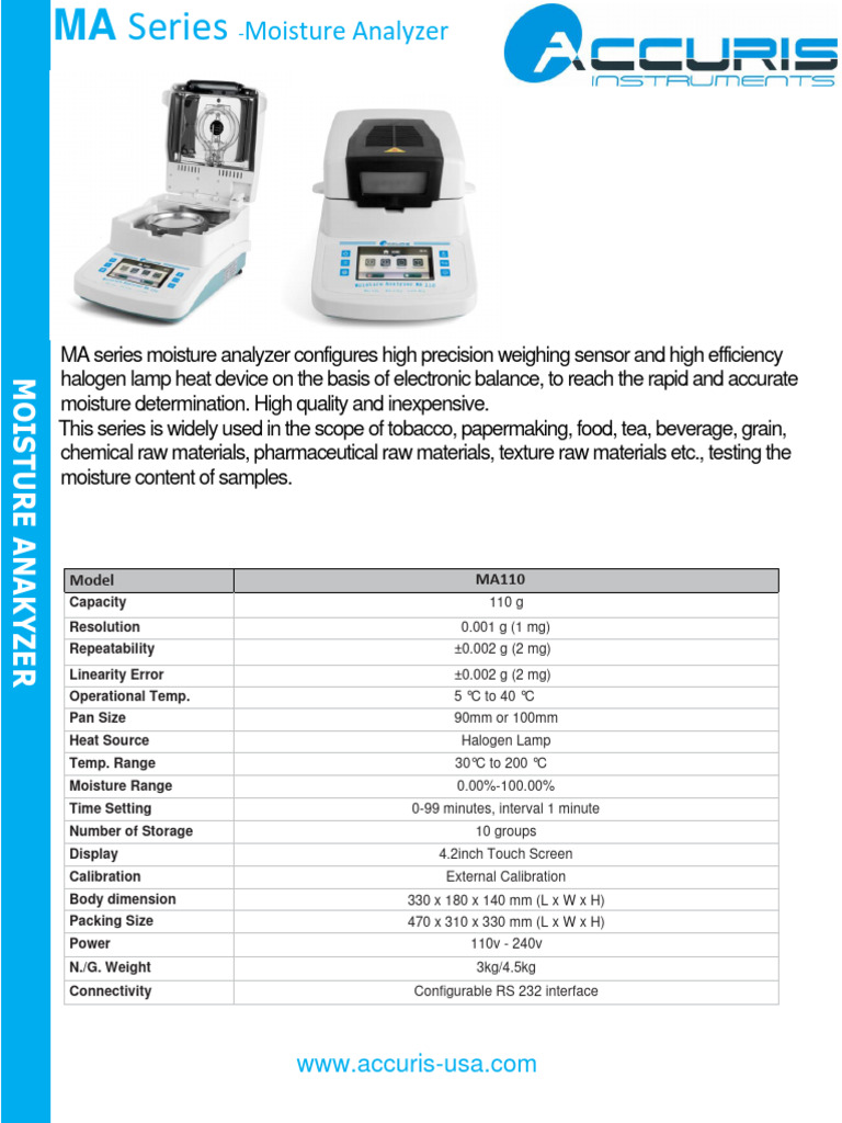 Accuris Moisture Analyzer | PDF