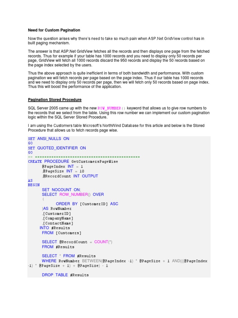 Need For Custom Pagination Pdf Parameter Computer Programming