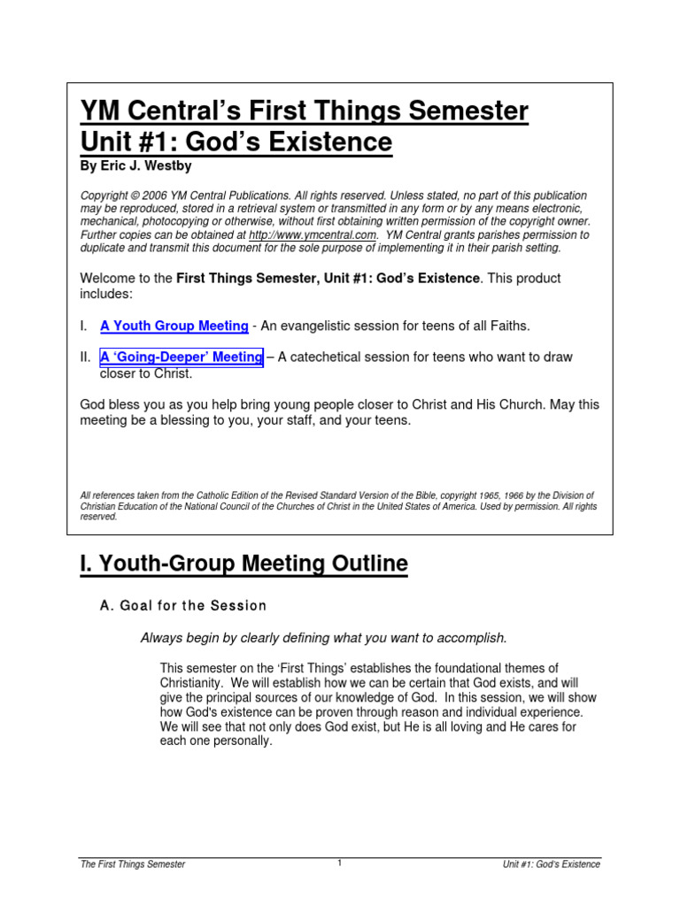 Unit 01 - God's Existence | PDF | God | Existence Of God
