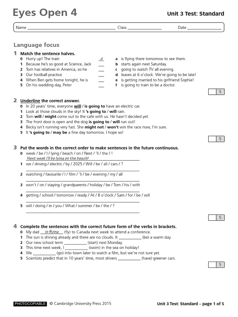 Unit 3 Test: Future Tenses & Vocabulary | PDF