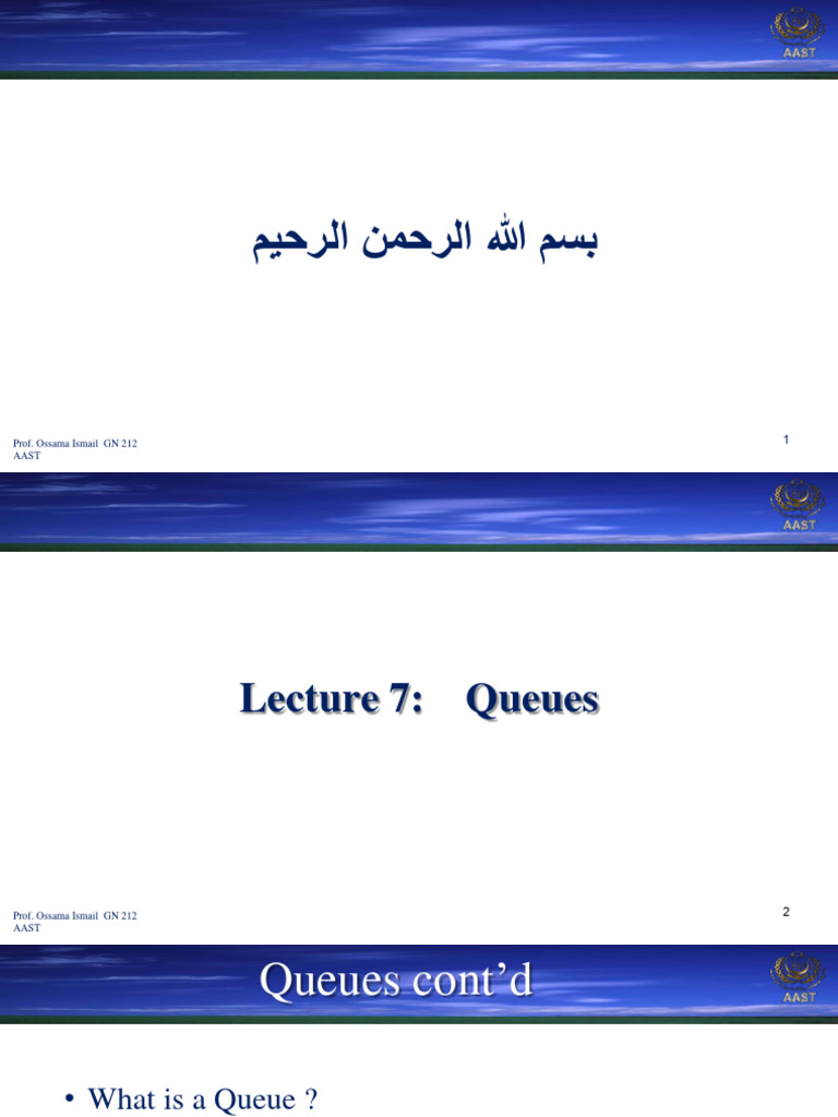 08 - Lecture 7 - Queues - 001 | PDF