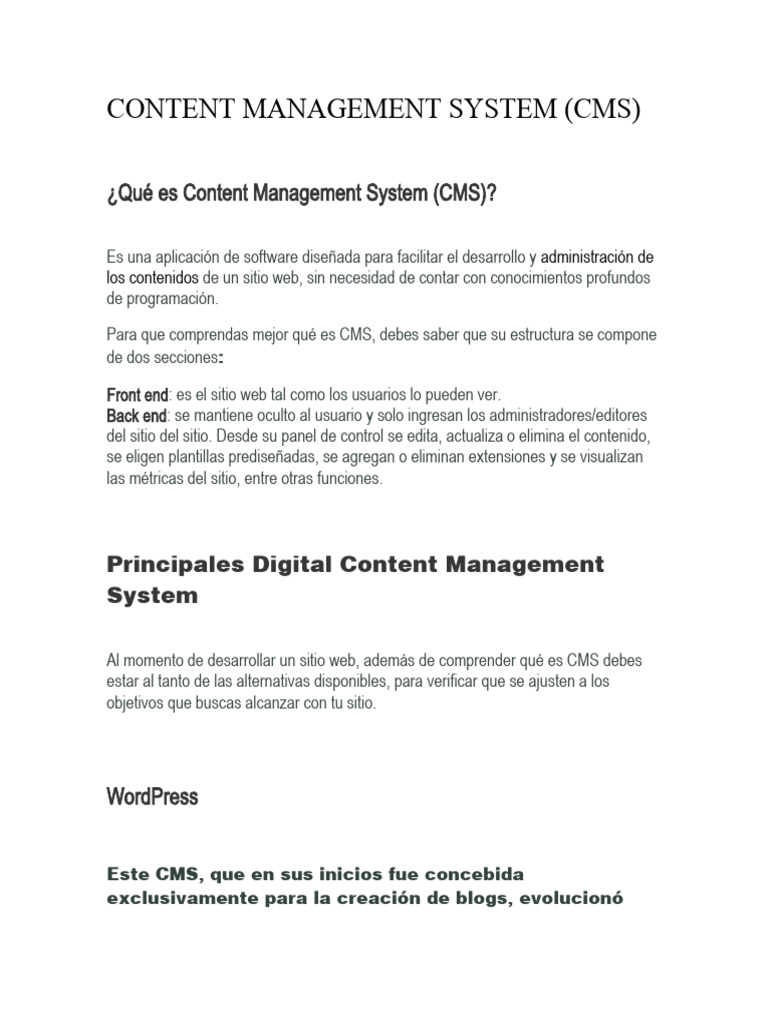 Content Management System | PDF | Drupal | Word Press