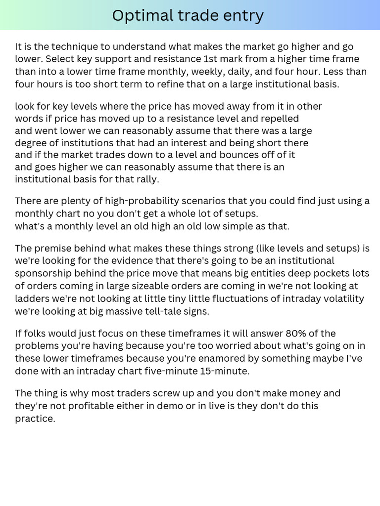 Optimal Trade Entry | PDF