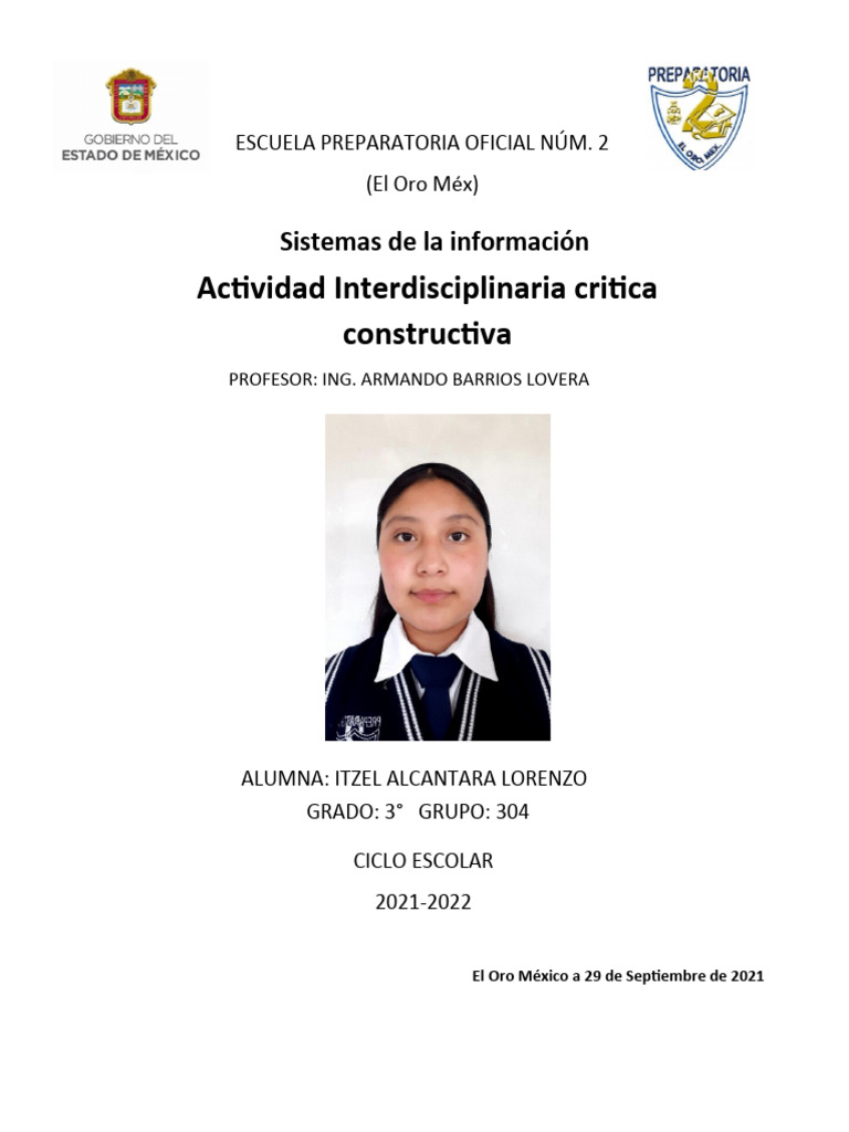 Actividad Interdisciplinaria Critica Constructiva Itzel Alcantara Lorenzo 304 | PDF