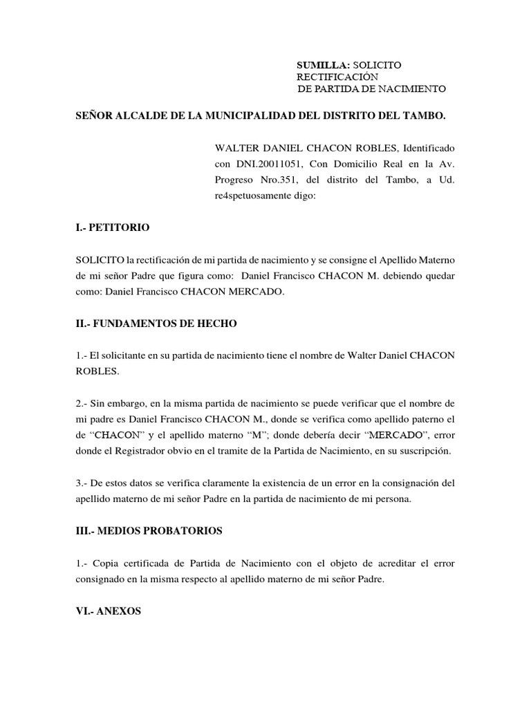 Rectificacion de Partida 2 | PDF | Derecho
