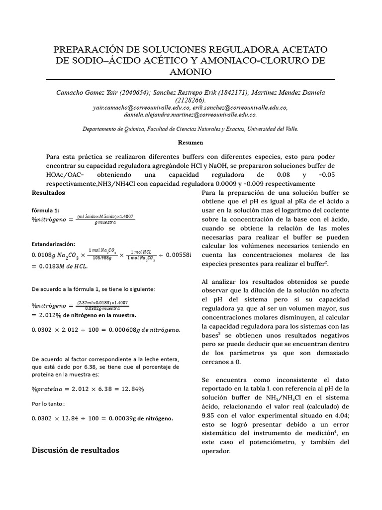 Preparacion de Soluciones Reguladoras | PDF | Ciencia y matemáticas