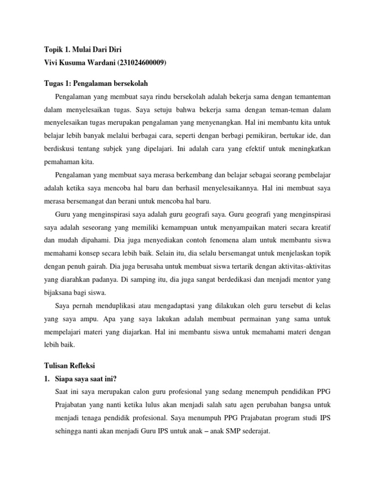 Topik 1. Tugas 1-3 Mulai Dari Diri | PDF