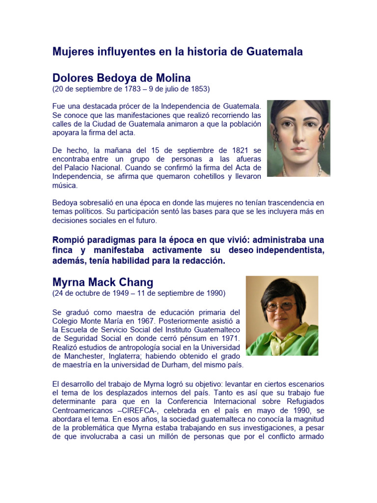 Mujeres Influyentes en La Historia de Guatemala y Frases | PDF | Guatemala
