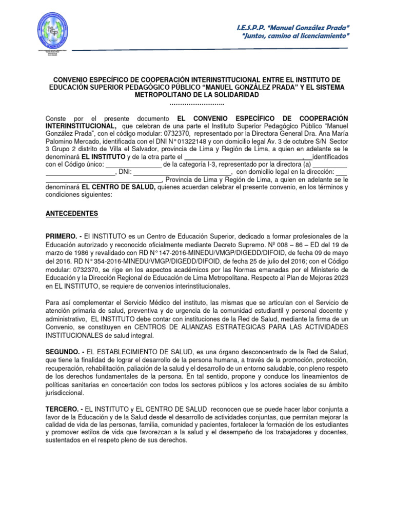 Convenio de Cooperacion Interinstitucional Sisol | PDF
