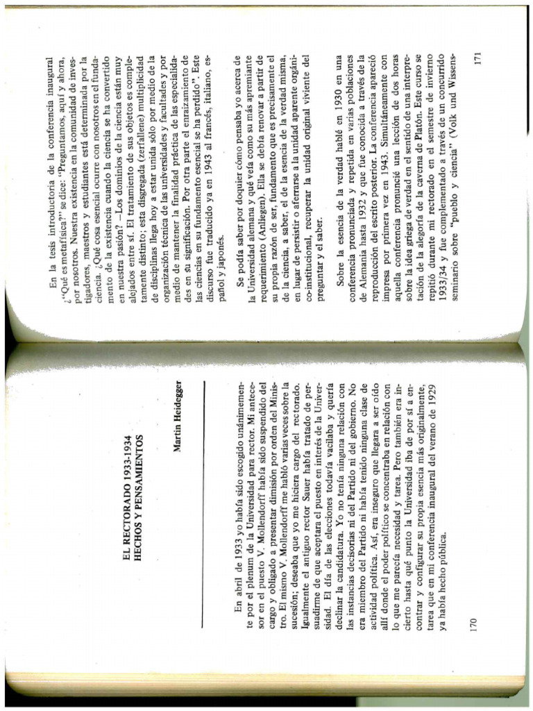 Heidegger - El Rectorado | PDF