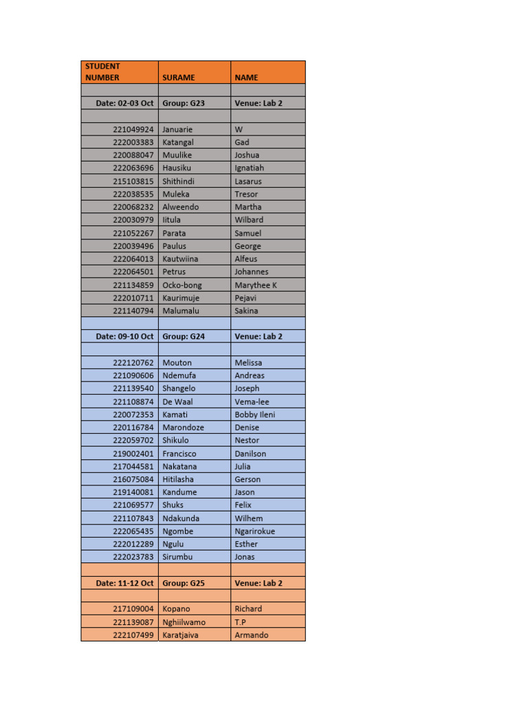 Fulltime Late Registration Students Schedule | PDF