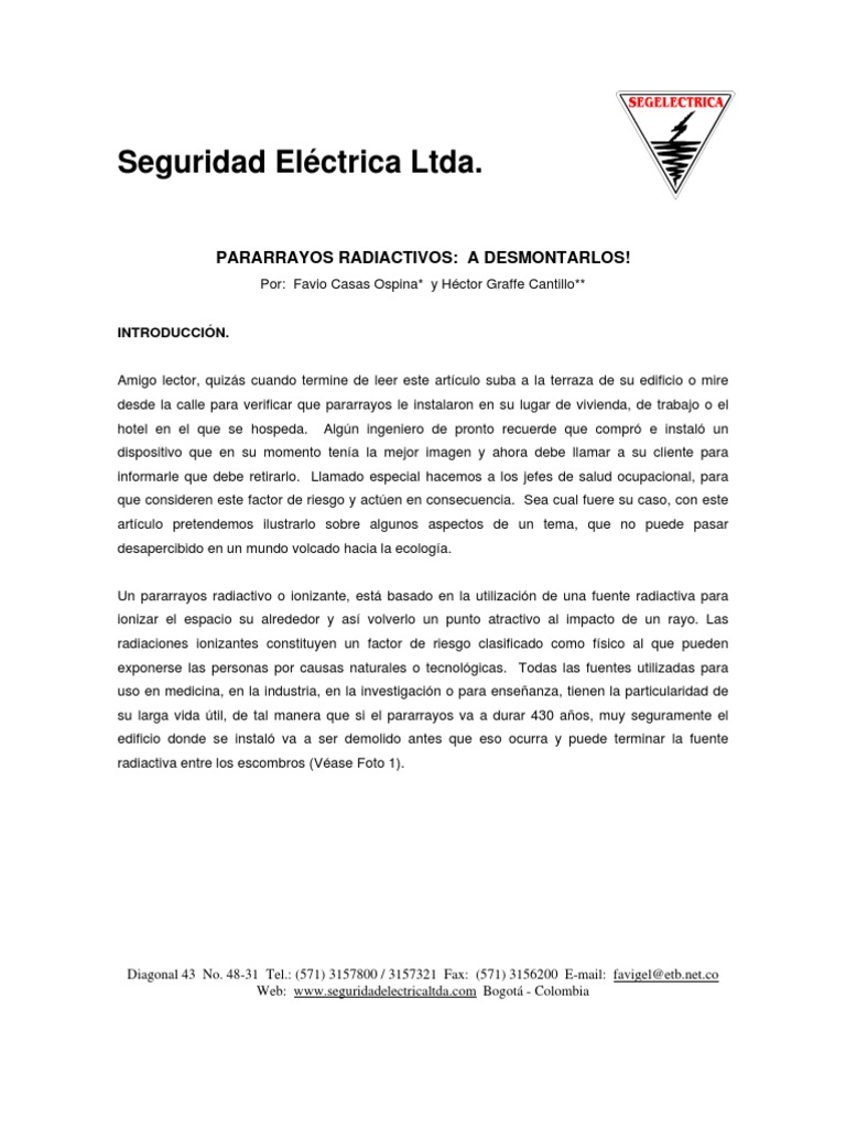 Pararrayos Radiactivos | Descargar gratis PDF | Ionización | Átomos