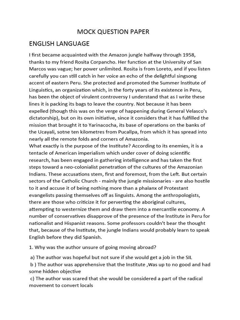 Mock Question Paper 3 | PDF | Malaria | Plasmodium