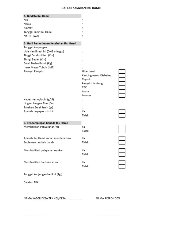 Format Pendampingan TPK 2023 Ibu Hamil | PDF