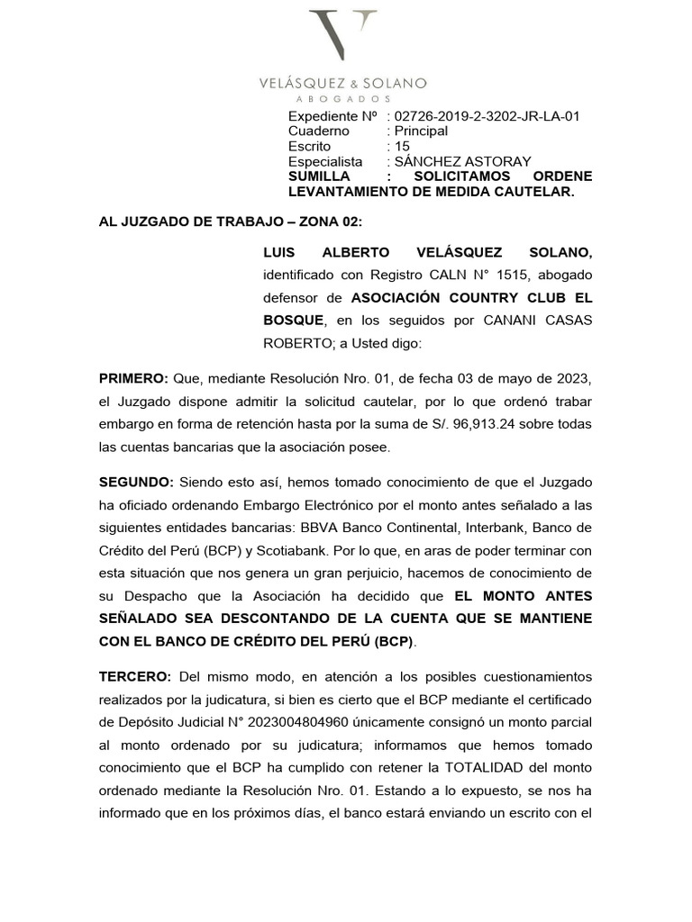 Solicitamos Se Oficie - Exp. 2726-2019 | PDF