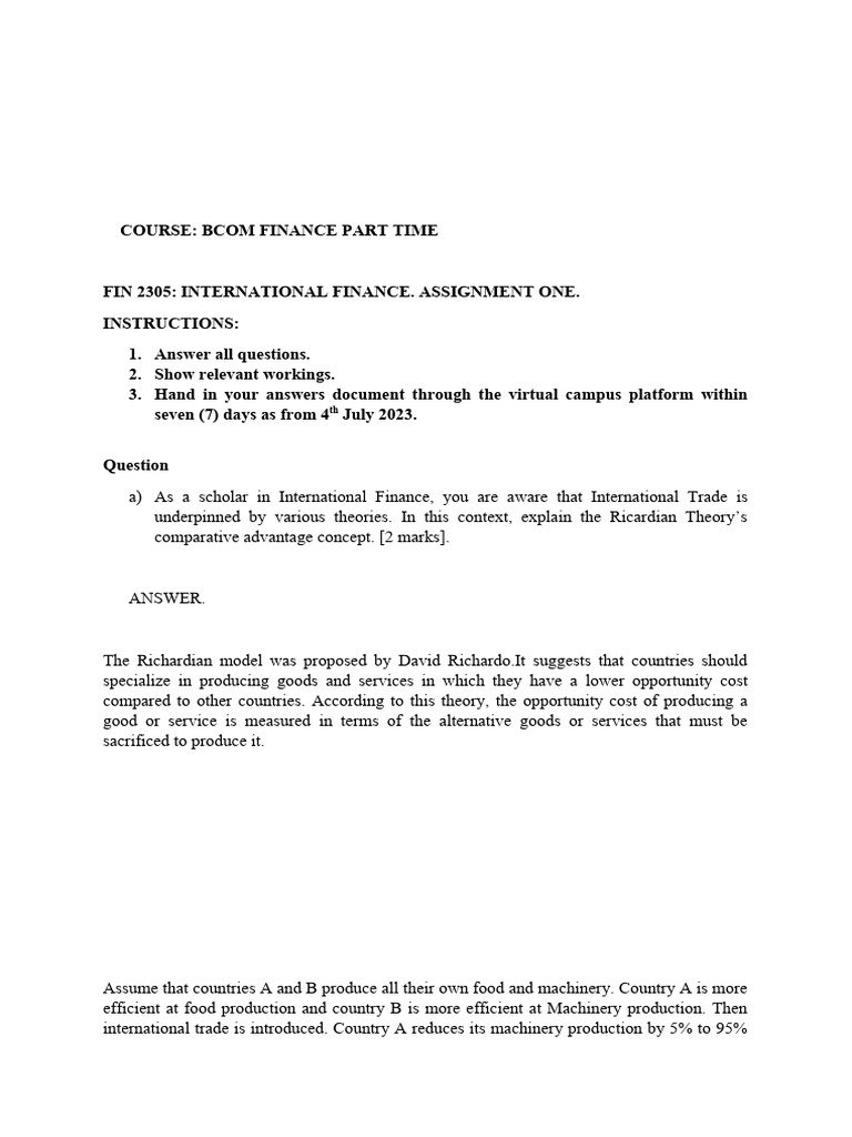 ANSWERS and Quiz | PDF | Comparative Advantage | Trade