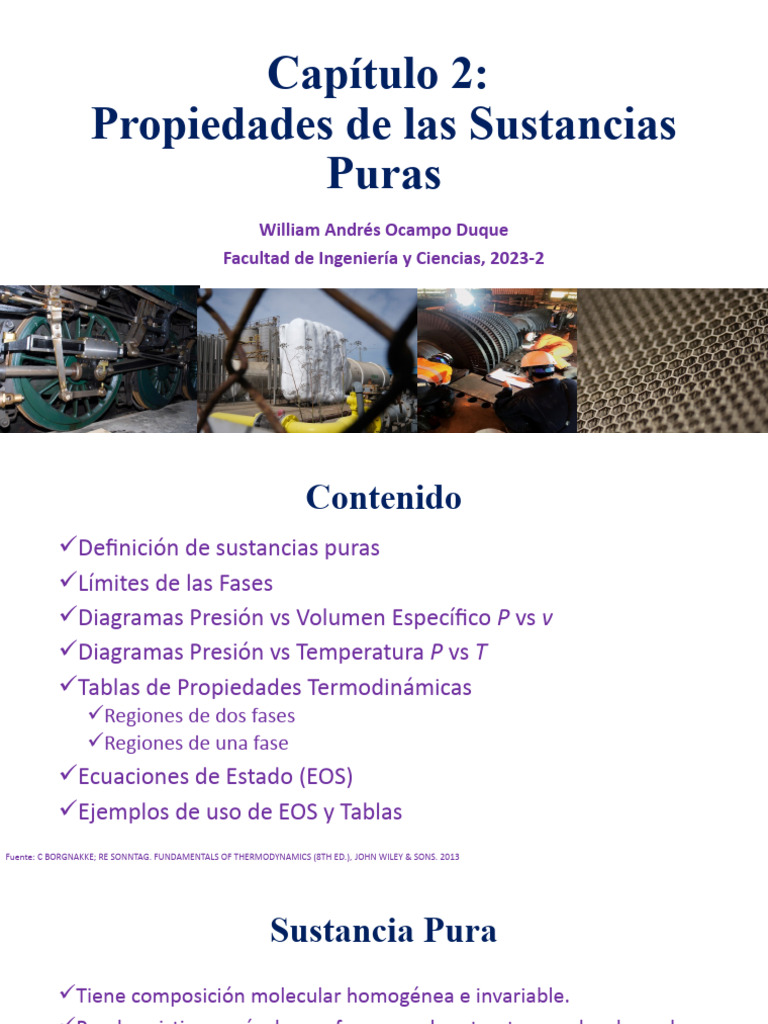 Capítulo 2 Propiedades de Las Sustancias Puras 26082023 | PDF | Agua | Fase (materia)