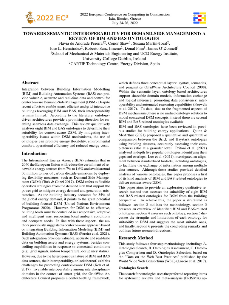 Towards Semantic Interoperability For Demand-Side Management - A Review of BIM and BAS ...