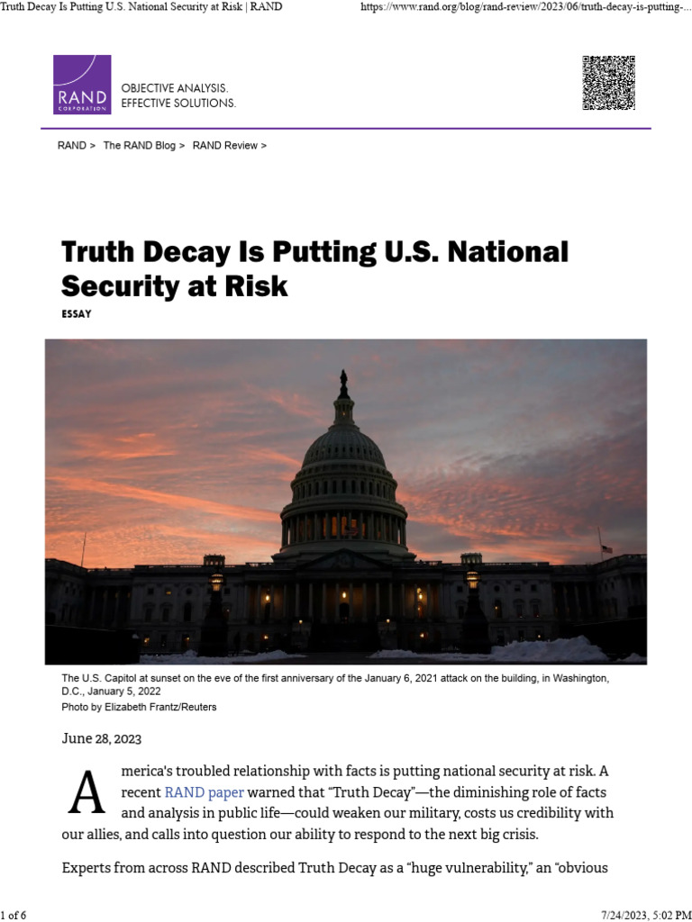 Truth Decay Is Putting U.S. National Security at Risk | PDF