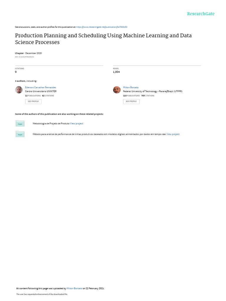 Production Planningand Scheduling Using Machine Learningand Data ...