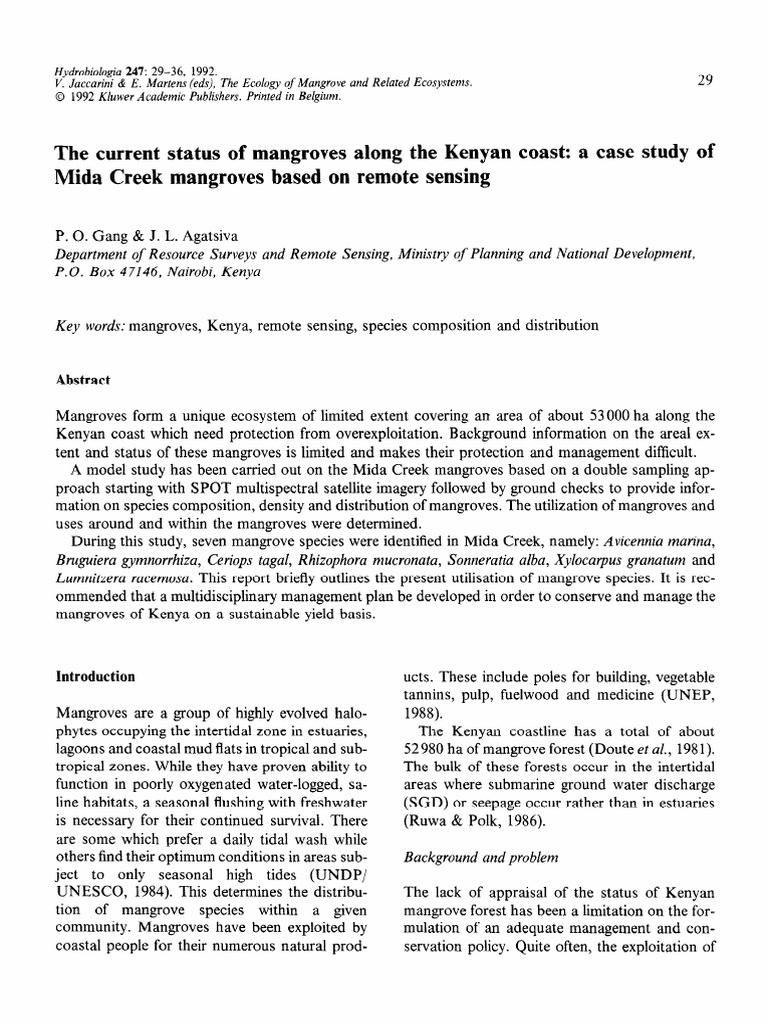 Status of Mangroves in Kneya | PDF | Mangrove | Agriculture