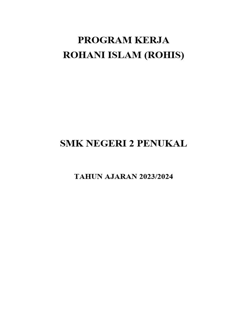 Proker Rohis SMKN 2 Penukal 2023.2024 | PDF | Karier & Perkembangan | Ilmu Sosial