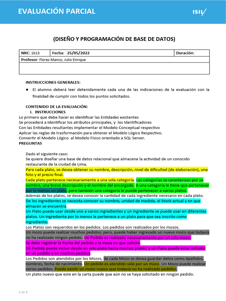 Evaluacion Parcial (1613) | PDF | Bases de datos | Servidor SQL de Microsoft