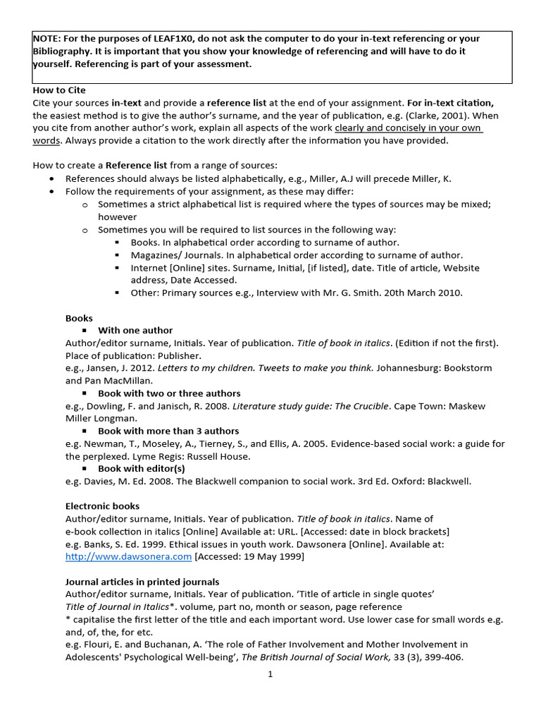 Academic Referencing Guide | PDF