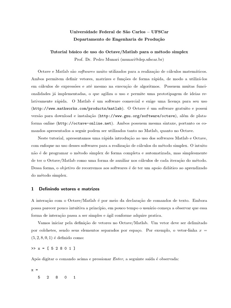 Tutorial Octave Matlab | PDF