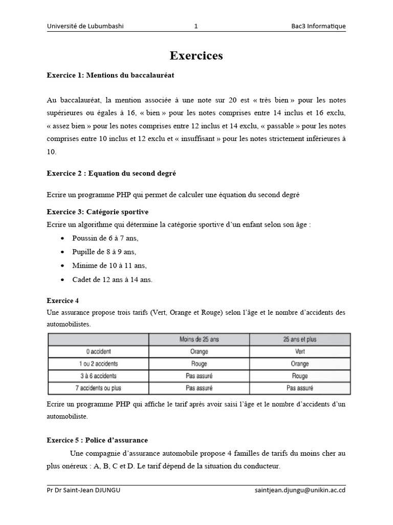 Exercices PHP pour Bac3 Informatique | PDF | euro | Programme informatique