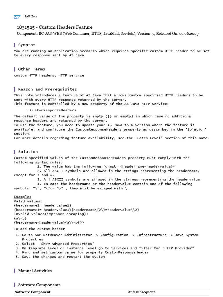 Custom Headers Feature | PDF