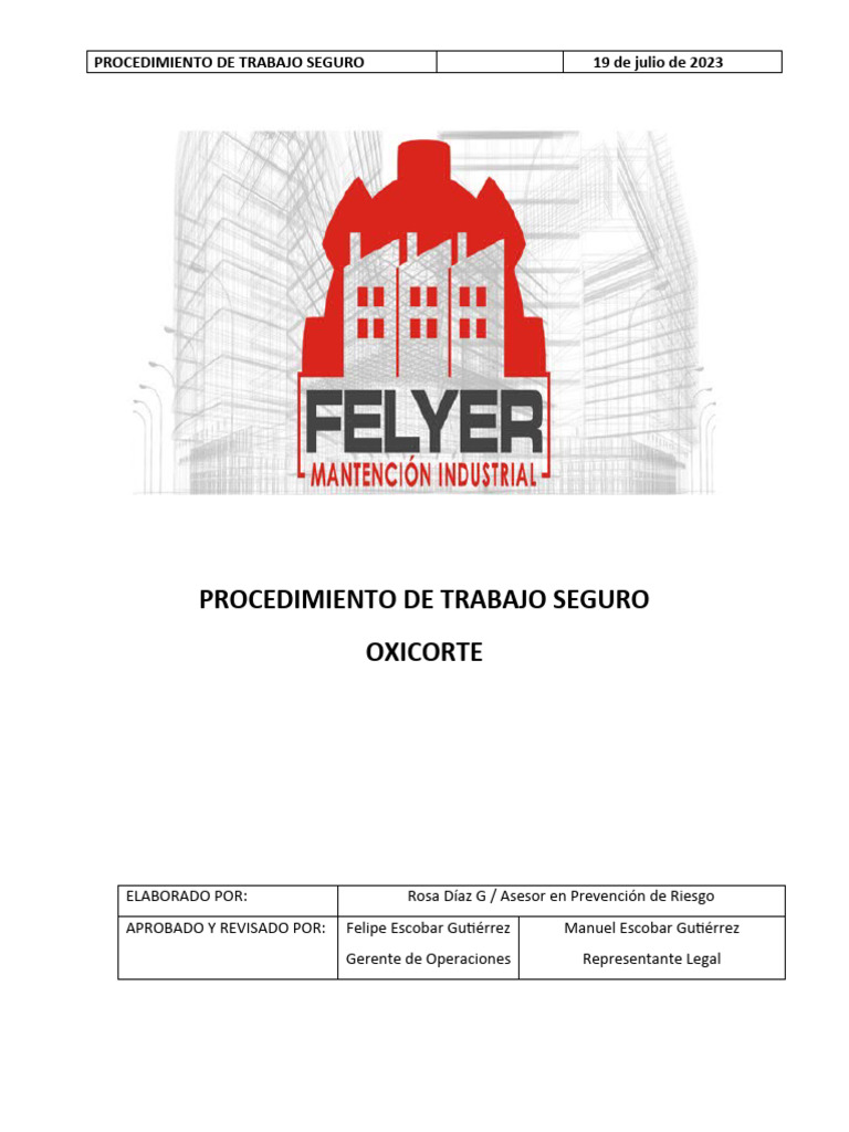 PROCEDIMIENTO DE TRABAJO OXICORTE Felyer | PDF
