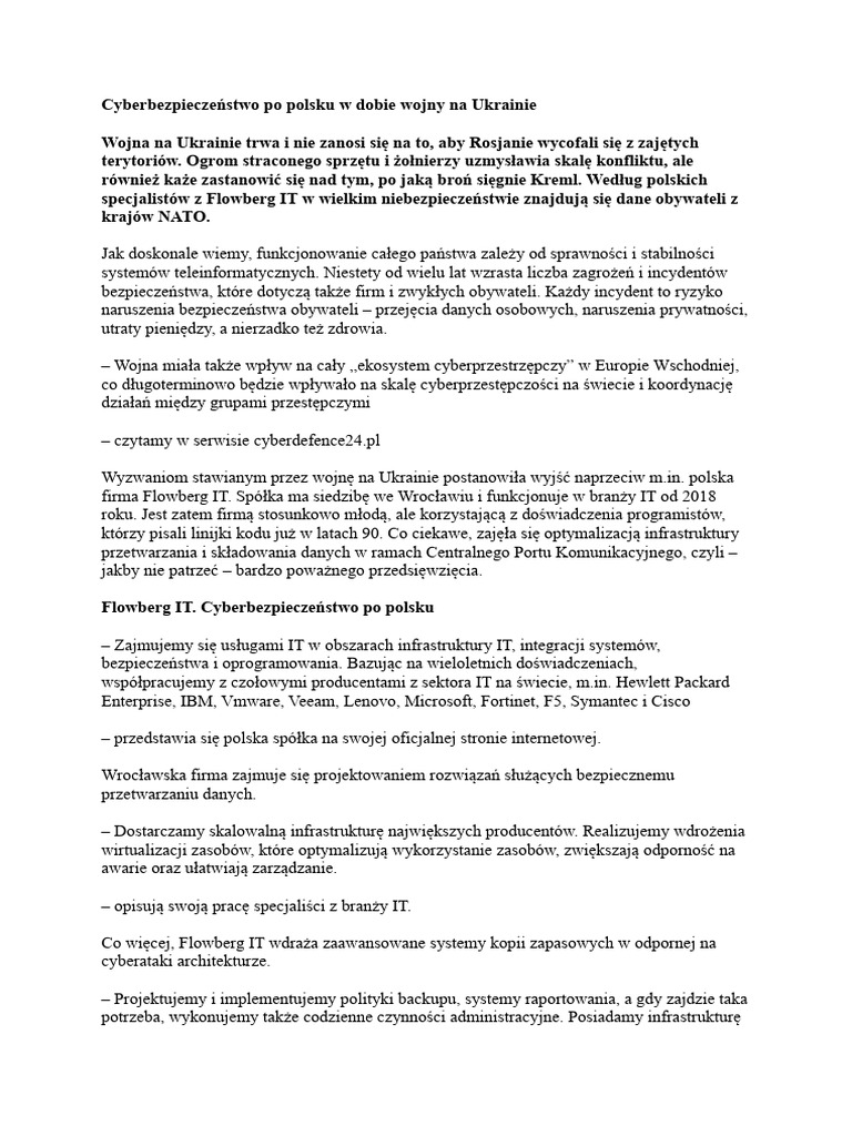 Cyberbezpieczeństwo Po Polsku | PDF