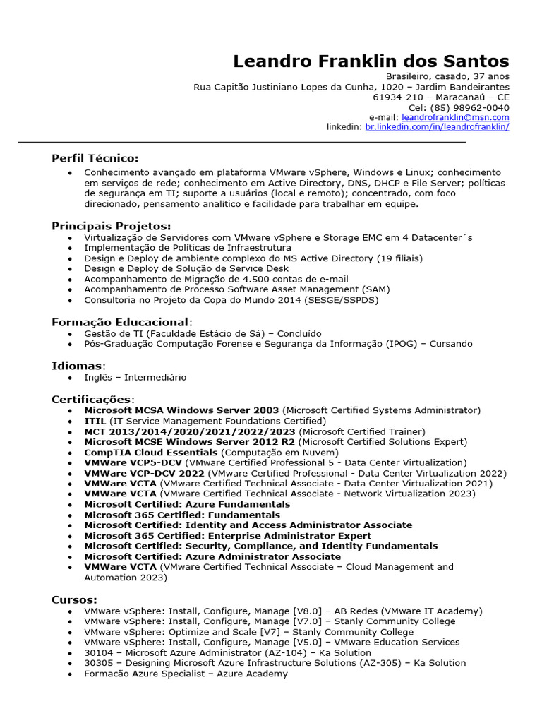 CV - Leandro Franklin | PDF