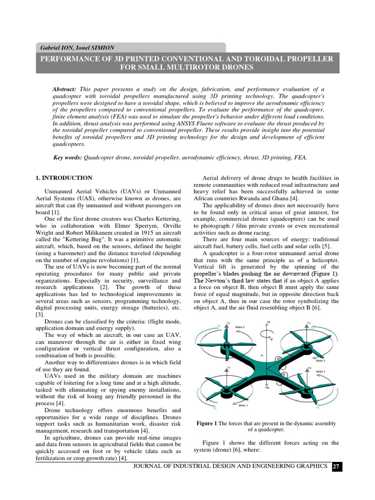 PERFORMANCE OF 3D PRINTED CONVENTIONAL AND TOROIDAL PROPELLER FOR SMALL ...