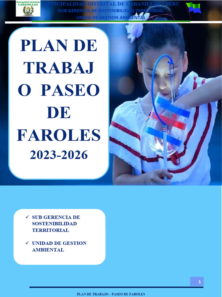 Plan de Trabajo de Paseo de Faroles Ofi 2023 | PDF